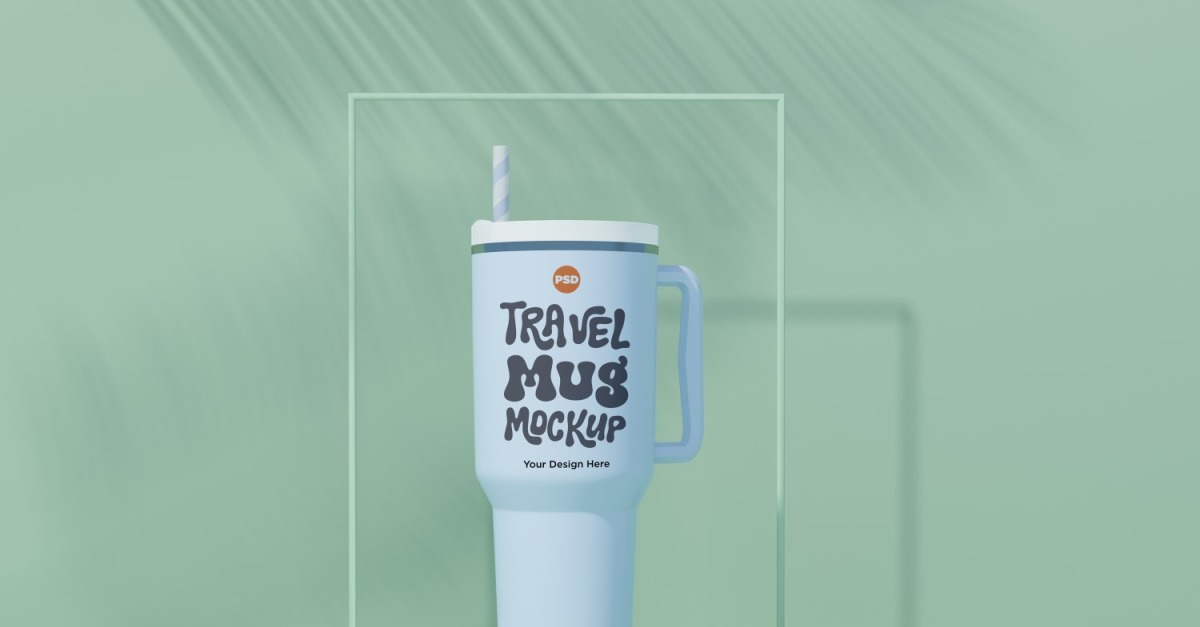 Rambler Travel Mug Drinking Cup Mockup 72 - TemplateMonster