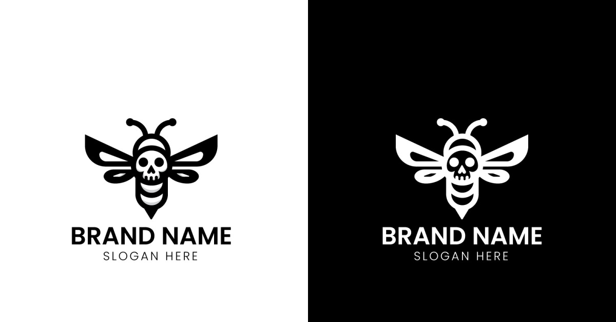 Bee skull vector honey logo-11-500 #465833 - TemplateMonster