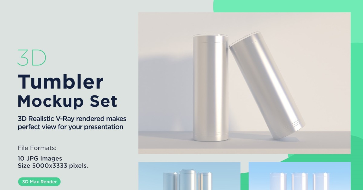 10 Tumbler Drinking Jar Mockup 3d Render Set 10