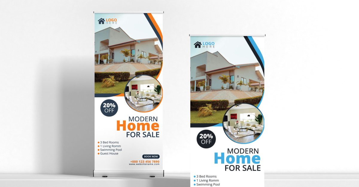 Designing roll-up banners real estate homes - TemplateMonster