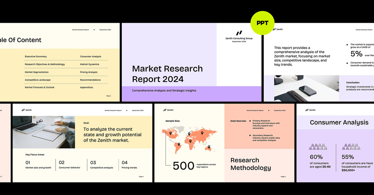 Market Research Report Deck PowerPoint - TemplateMonster