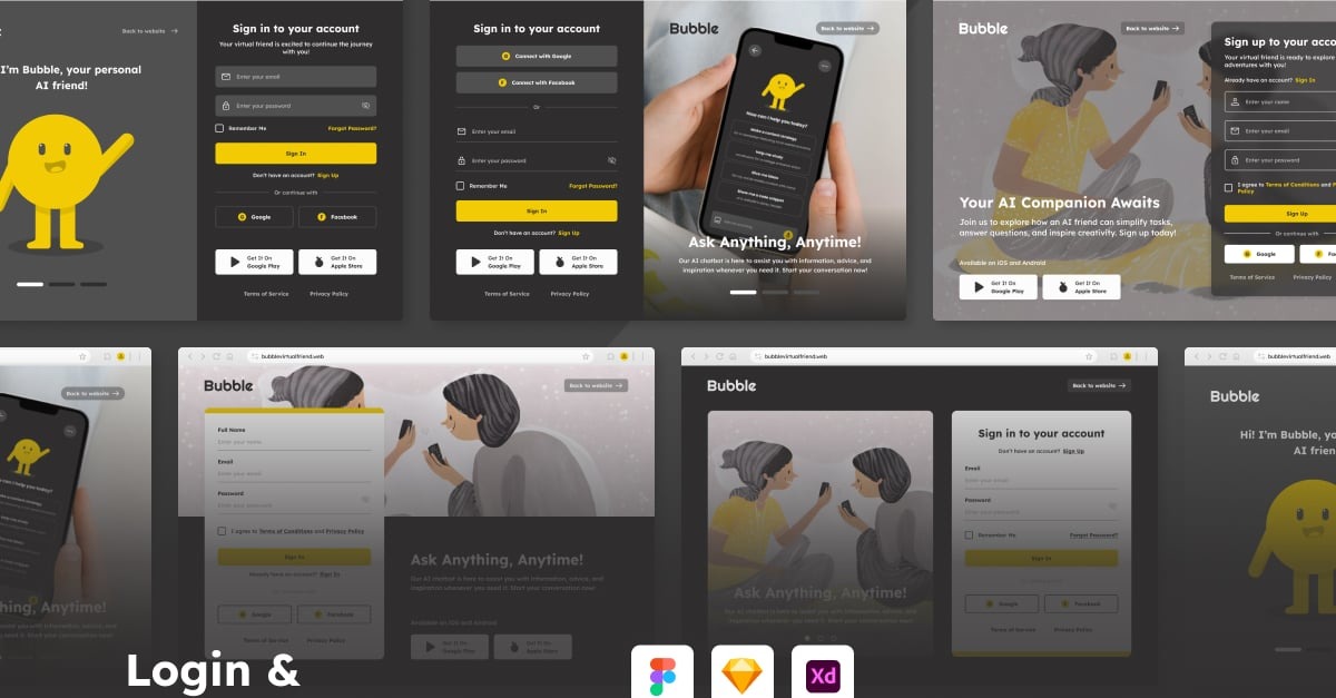 Modern Login and Register Form UI Kit - Web and Mobile