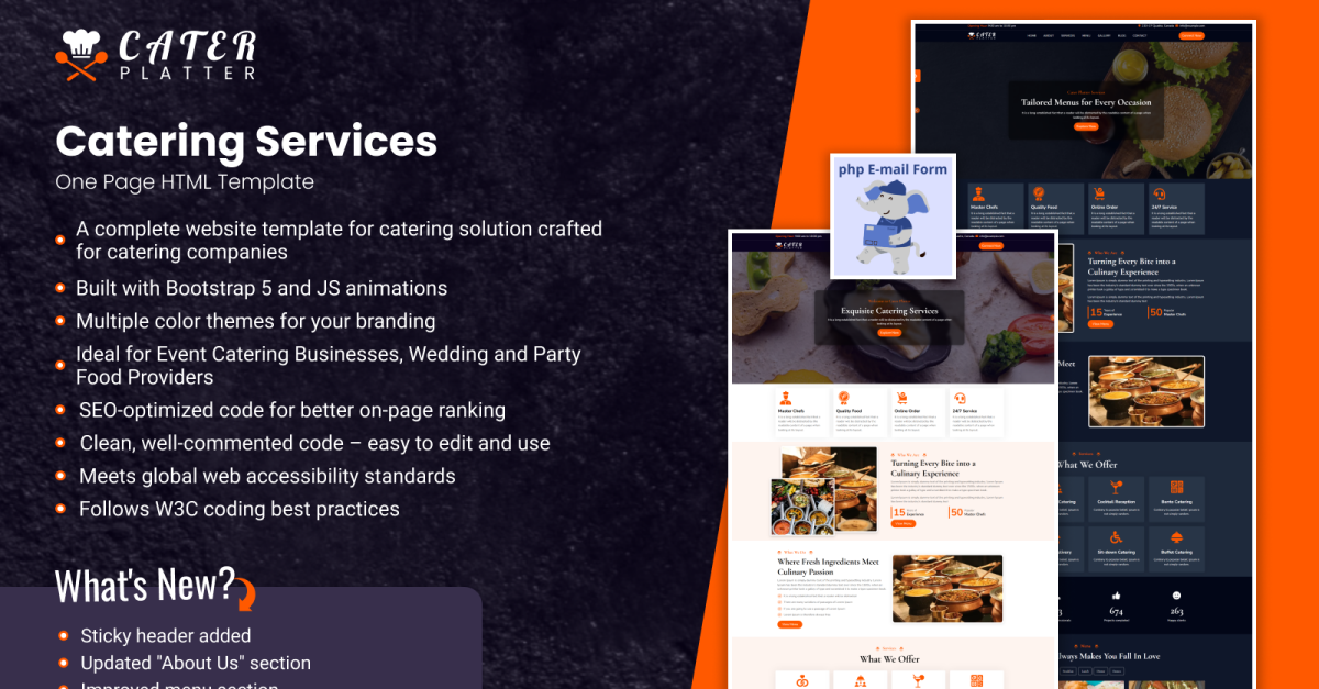 Cater Platter - Tek Sayfalık Catering Web Sitesi Şablonu