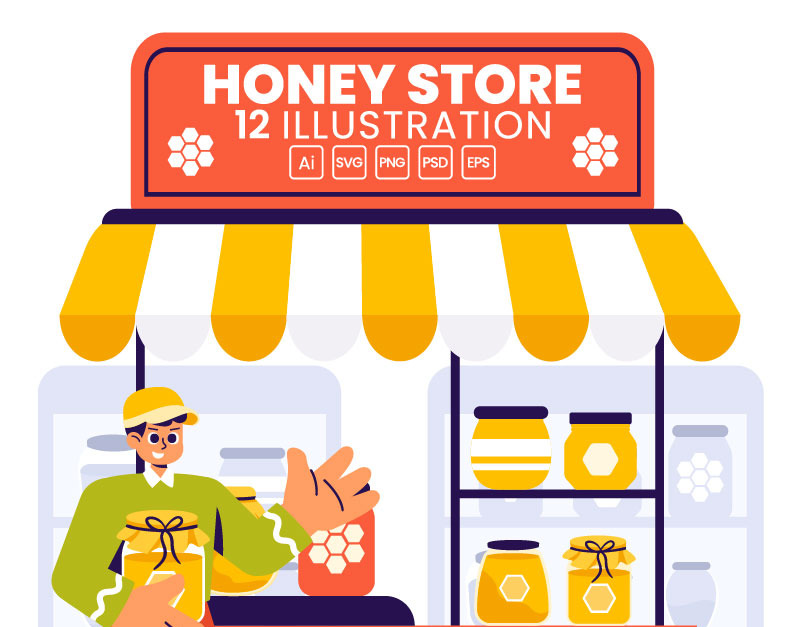 12 Sweet Honey Store Illustration #467145 - TemplateMonster