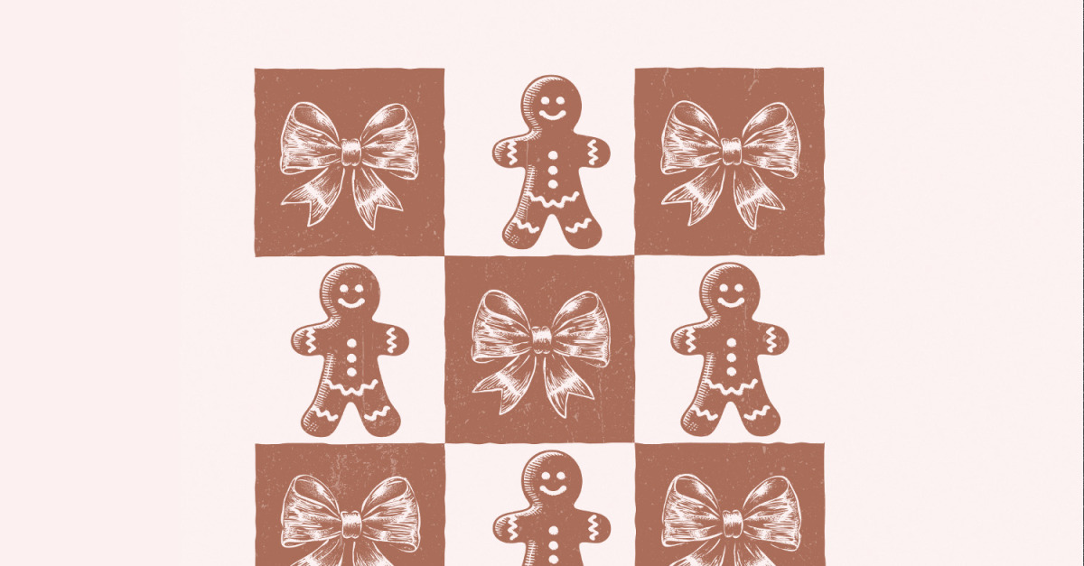 Retro Checkered Gingerbread Man PNG, Cute Christmas PNG, Vintage ...