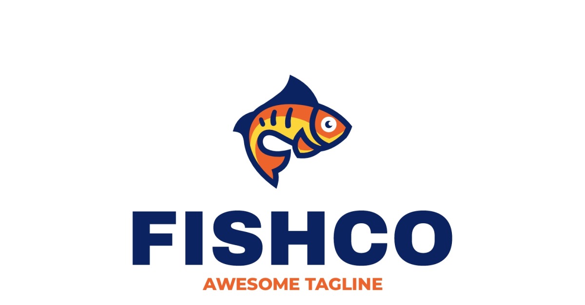 Logotipo simples do mascote Fishco 101 - TemplateMonster