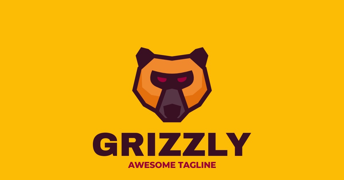 Logotipo simples do mascote Grizzly 107 - TemplateMonster