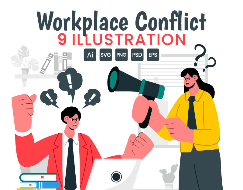 9 Workplace Conflict Illustration #467911 - TemplateMonster