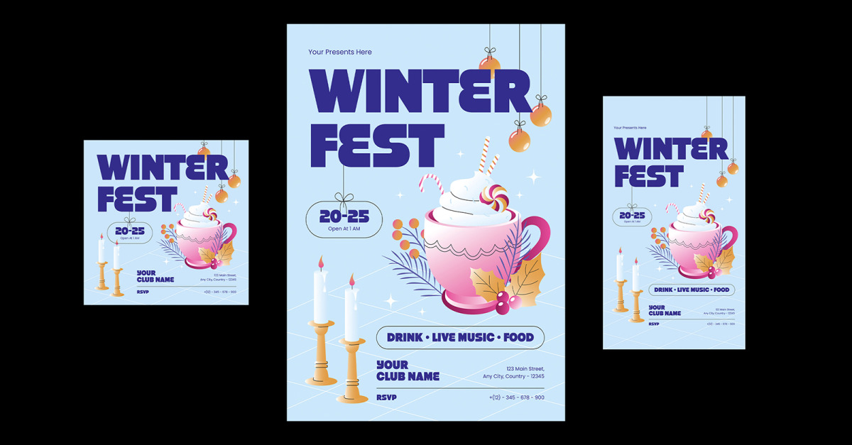 Blue Winter Festival Flyer Template #468199 - TemplateMonster