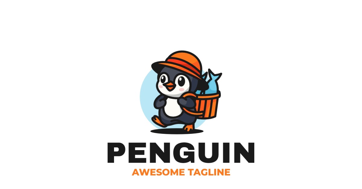 Logotipo simples do mascote do pinguim 65 - TemplateMonster