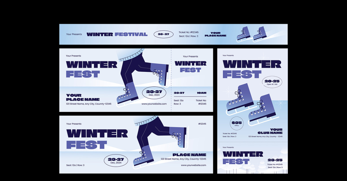 Winter Fest Ticket Template #468193 - TemplateMonster