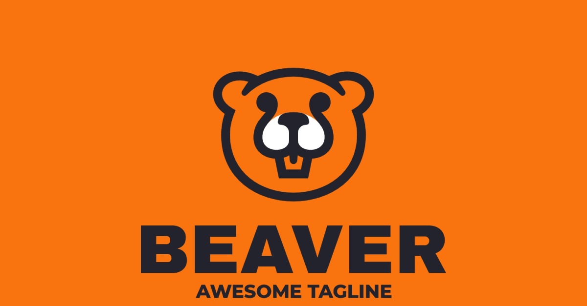 Beaver Line Art Mascot Logo #468682 - TemplateMonster