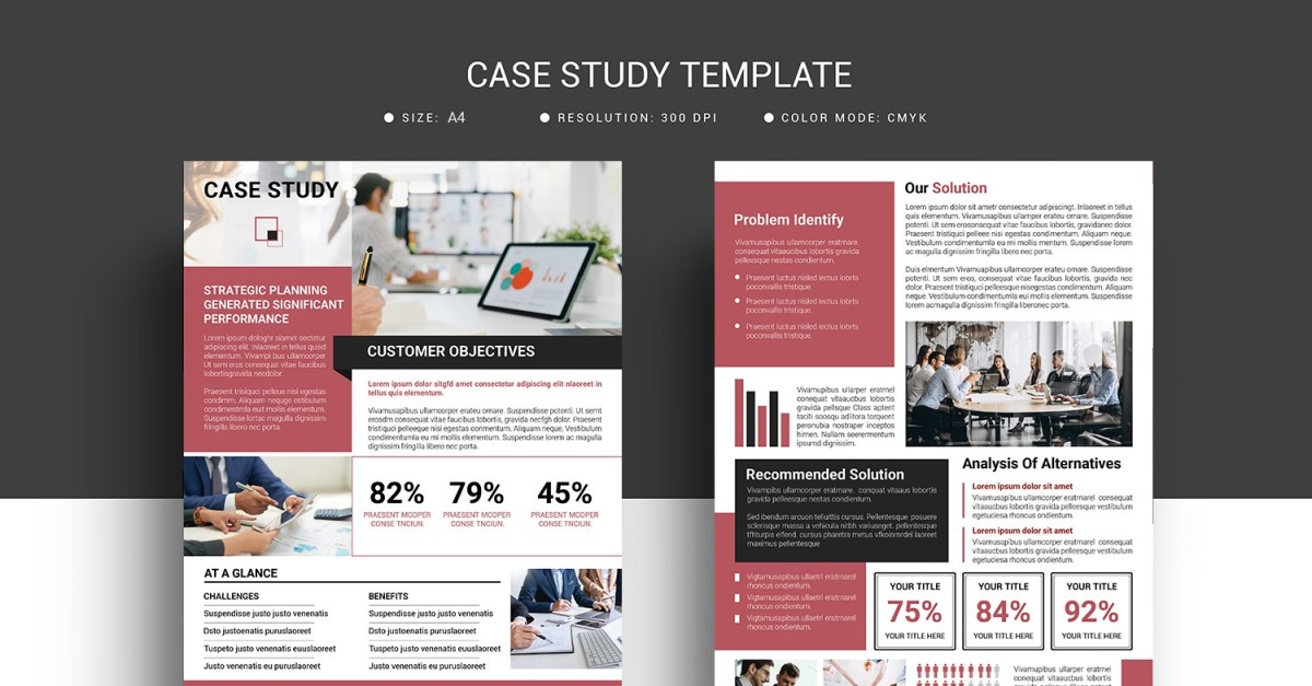 Dépliant d'étude de cas imprimable. Word et Psd