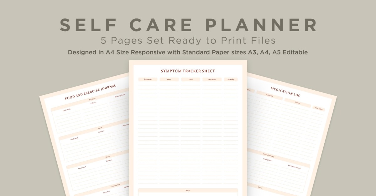 Self Care Planning Pages Set V-11 #469415 - TemplateMonster