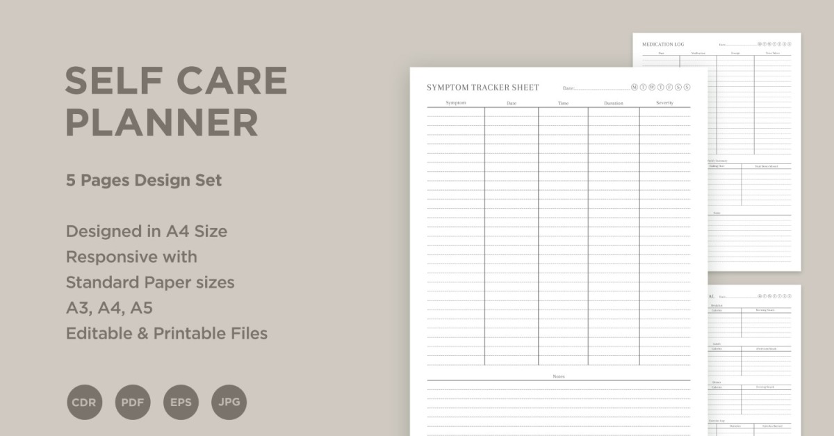 Self Care Planning Pages Set V-13 #469417 - TemplateMonster