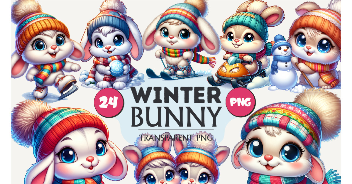 Cute Winter bunny. Clipart, PNG. #469617 - TemplateMonster