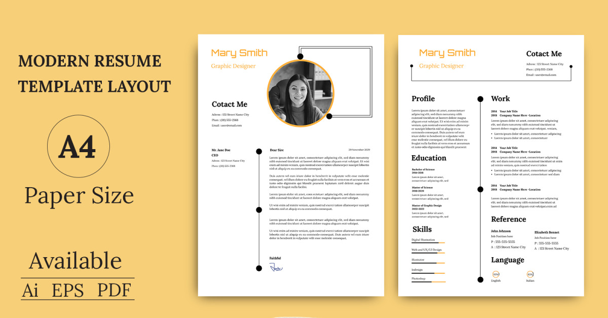 Light Gold Color Resume Template #469688 - TemplateMonster