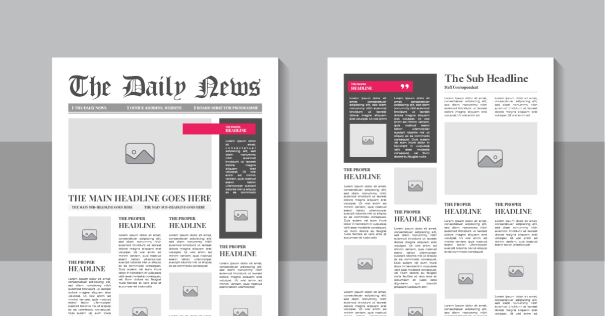 The daily news layout design, Print ready vintage newspaper design