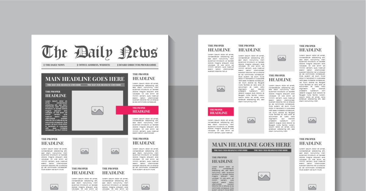The daily news layout design, Print ready vintage newspaper template design