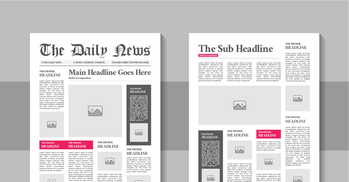 The daily news layout design, Print ready vintage newspaper template
