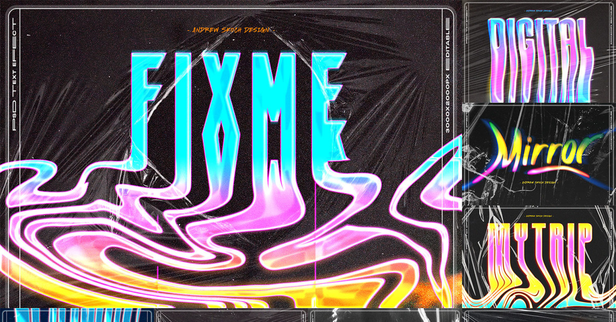 Effets de texte fondus par liquide vol 2 - TemplateMonster