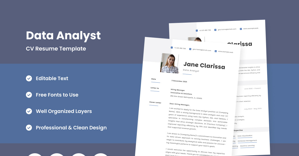 Data Analyst CV Resume Design #470353 - TemplateMonster