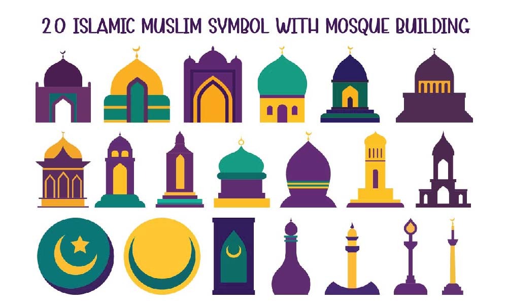 20 Islamic Muslim Symbol with Mosque Building