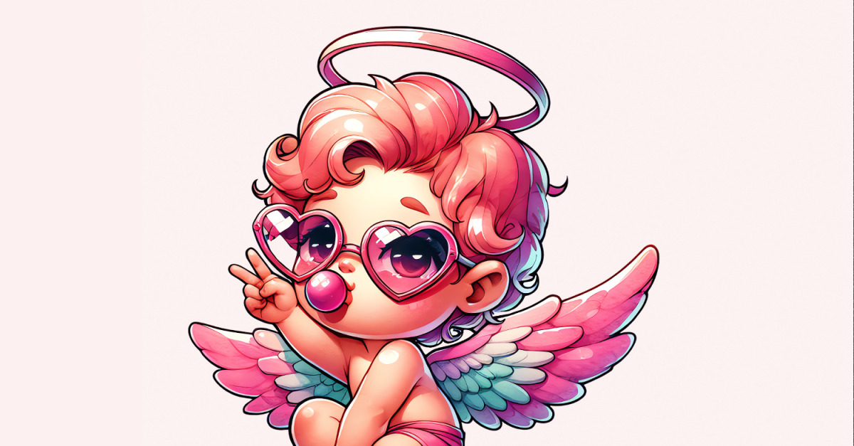 Cupid Blowing Bubble PNG, Vintage Valentines Day Sublimation Download ...