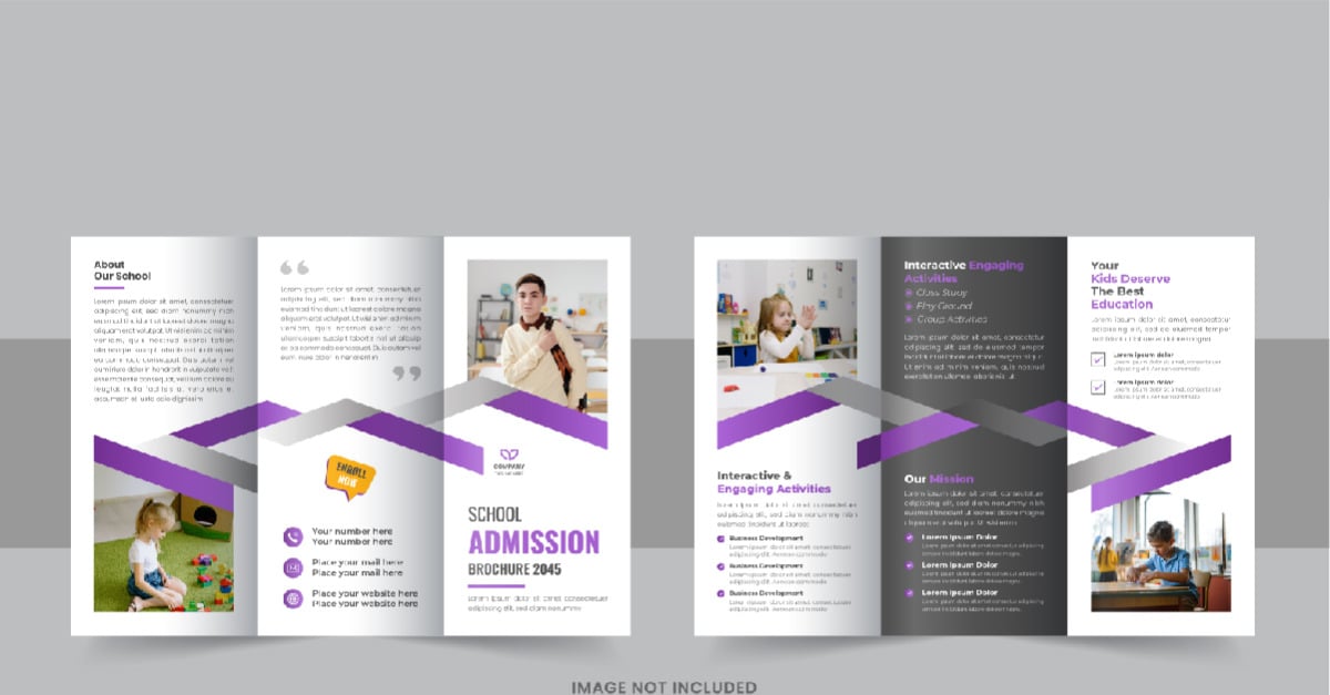 Kids School Admission Trifold Brochure, School academy trifold or ...
