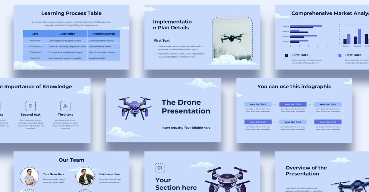 Plantilla de presentación de Keynote sobre drones