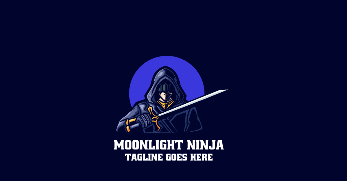Logotipo simples do mascote ninja do luar - TemplateMonster