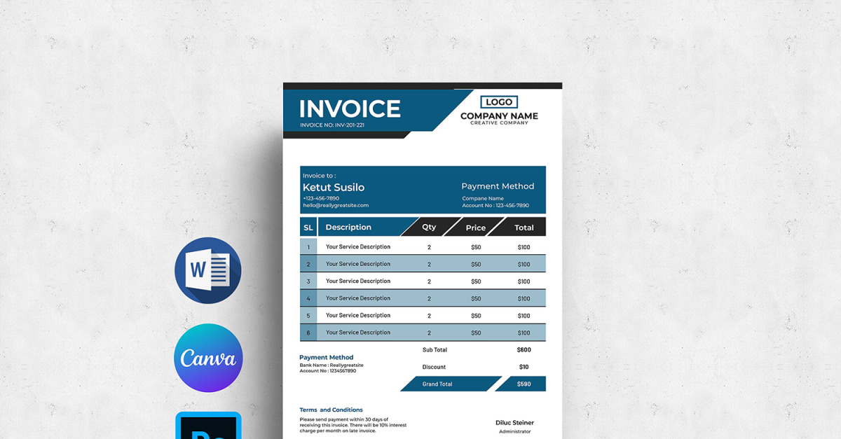 Customizable Invoice Template #472264 - TemplateMonster