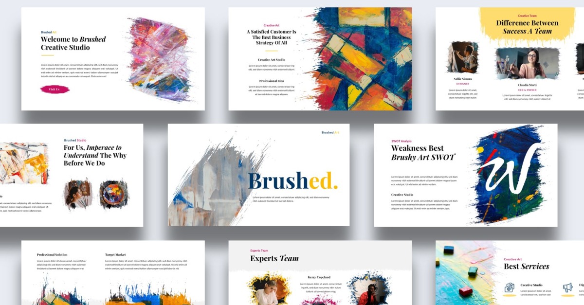 Modèle de présentation PowerPoint avec coup de pinceau