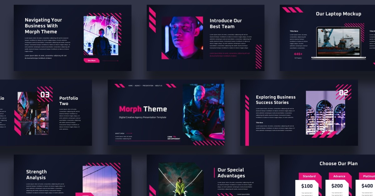 Morph Neon Google Slides Theme #472416 - TemplateMonster