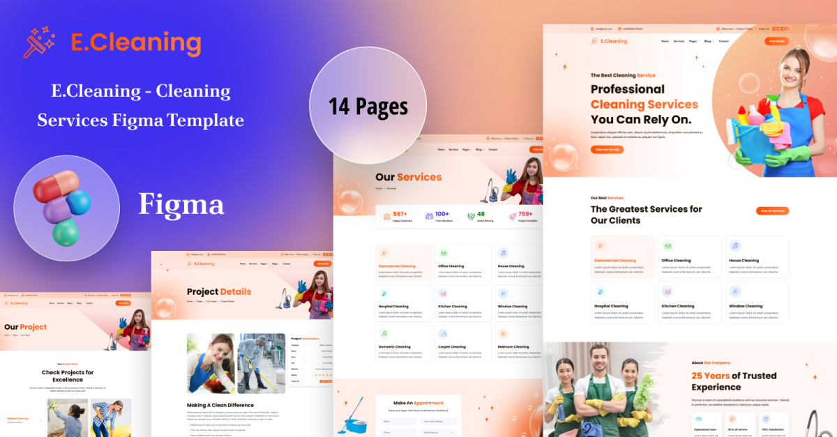 E.Cleaning - Cleaning Services Figma Template