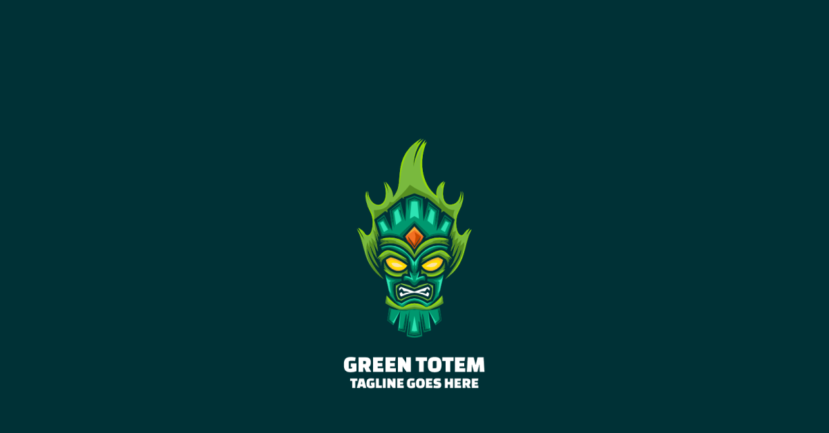Logotipo de mascote simples do totem verde - TemplateMonster