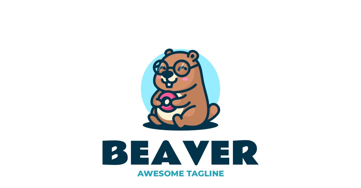 Logotipo simples do mascote do castor 123 - TemplateMonster