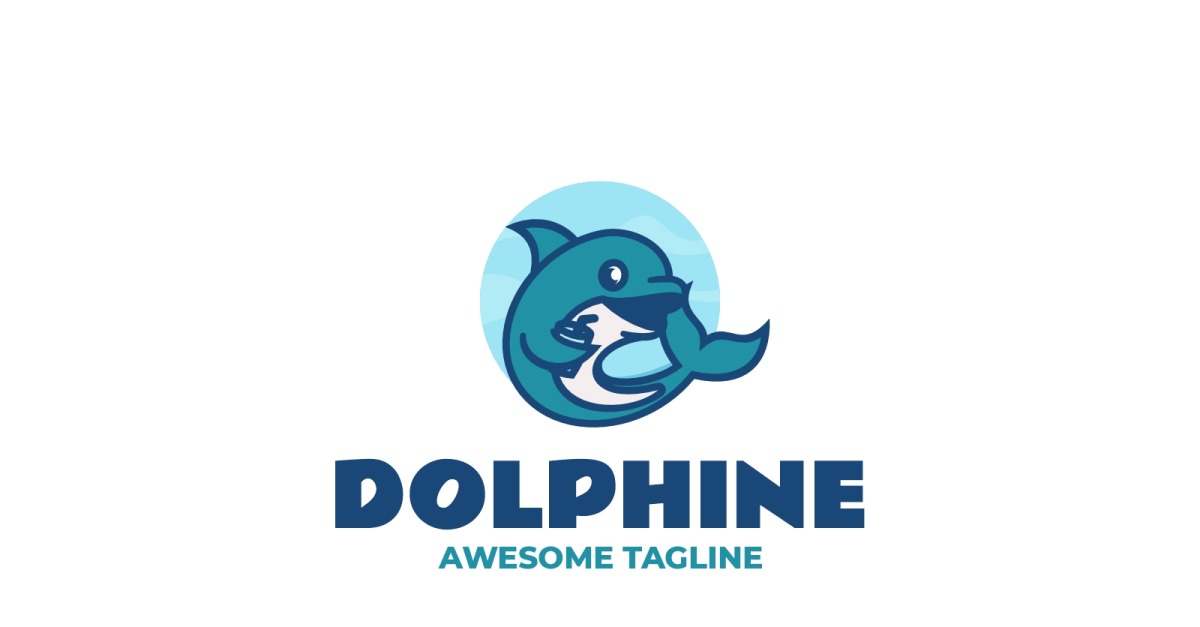 Logotipo simples do mascote Dolphine - TemplateMonster