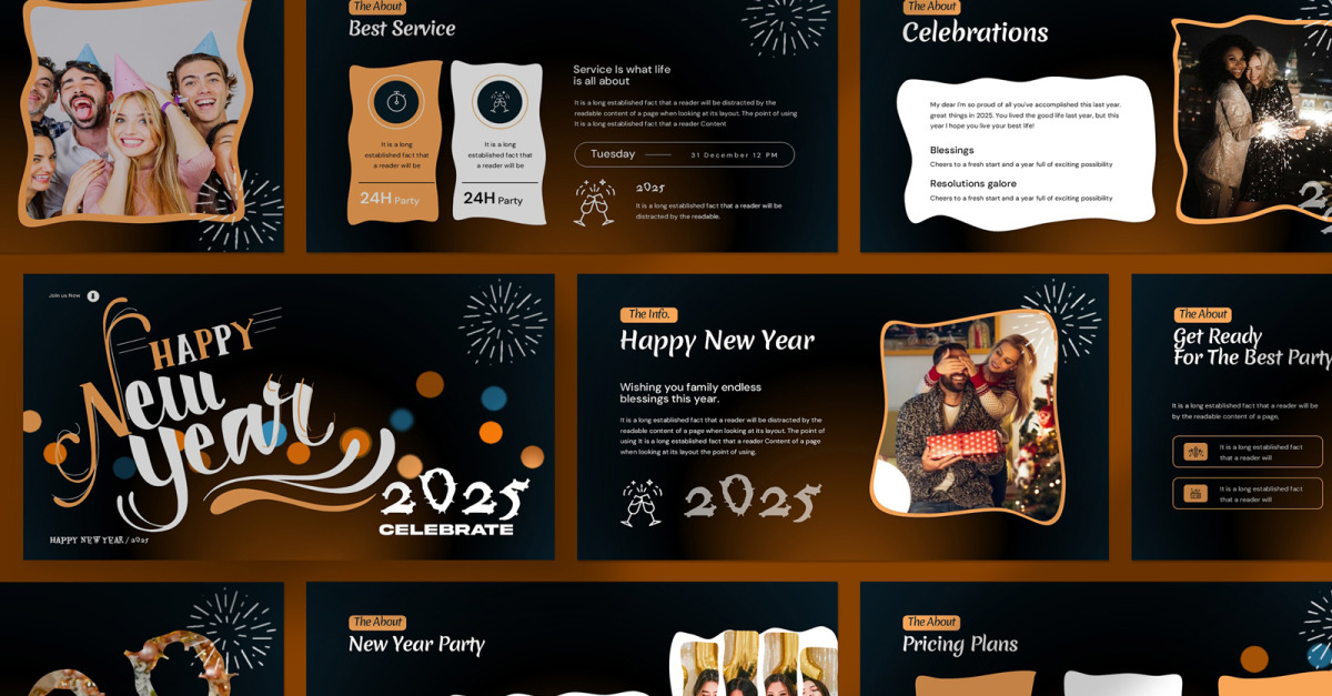 Happy New Year 2025 Presentation Template - TemplateMonster