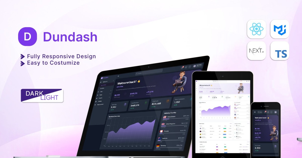 Dundash - Tableau de bord React moderne avec Next.js et MUI