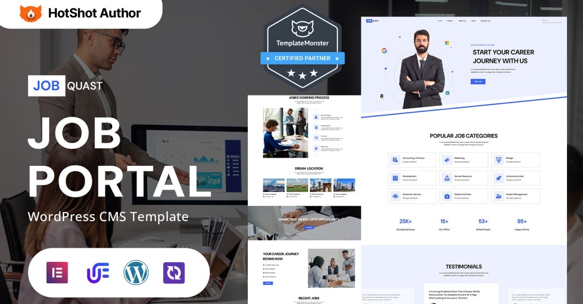 Job Quast - Portal de empleo y contratación profesional Tema WordPress Elementor