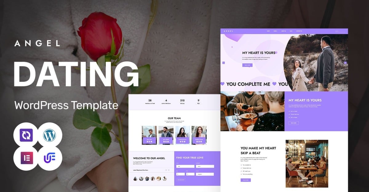 Angel - Dating Platform And Relationship Services WordPress Elementor Theme