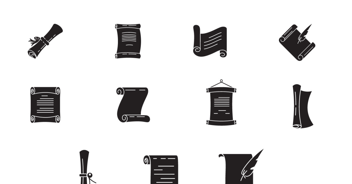 Paper scroll parchment and ancient manuscript rolls illustration design ...