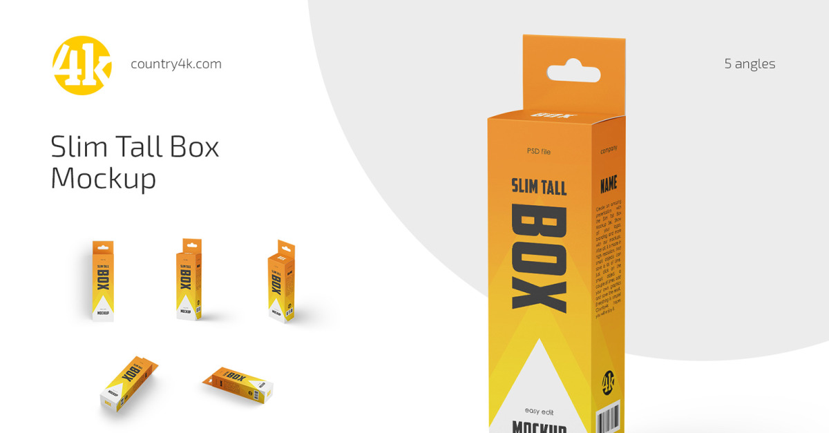 Slim Tall Box Mockup PSD Template #473924 - TemplateMonster