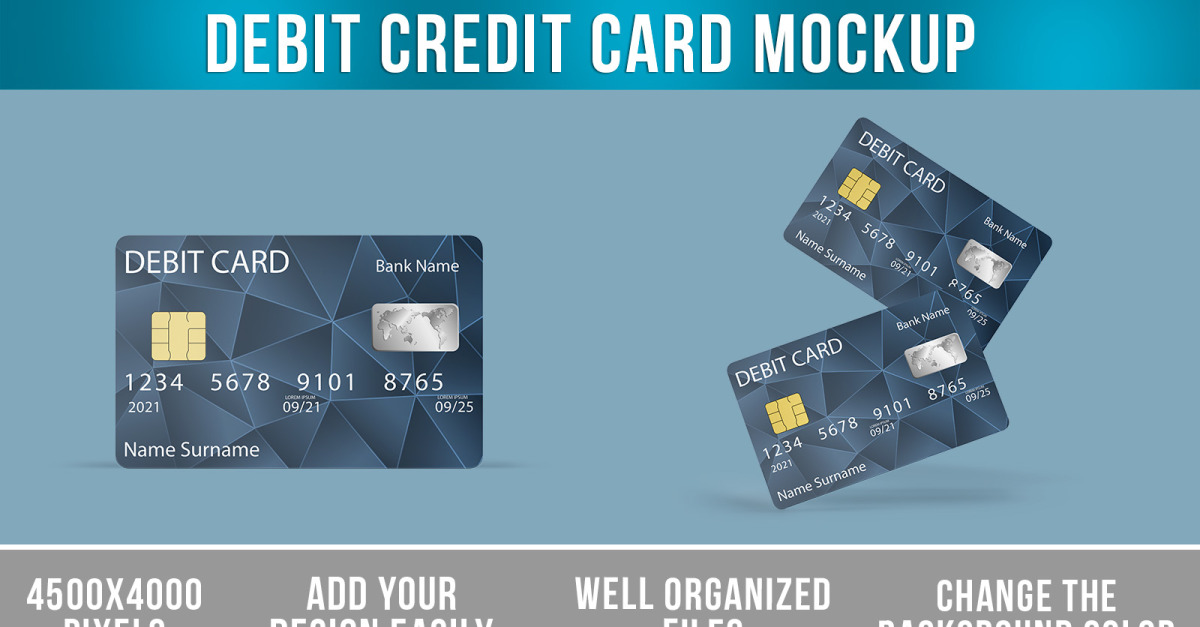 A Debit Credit Card Mockup #474294 - TemplateMonster