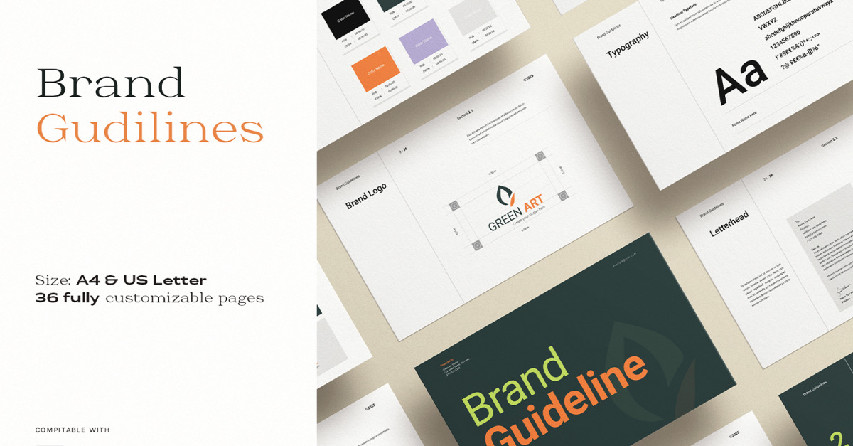 Brand Identity Guidelines Brochure Landscape Design Layout