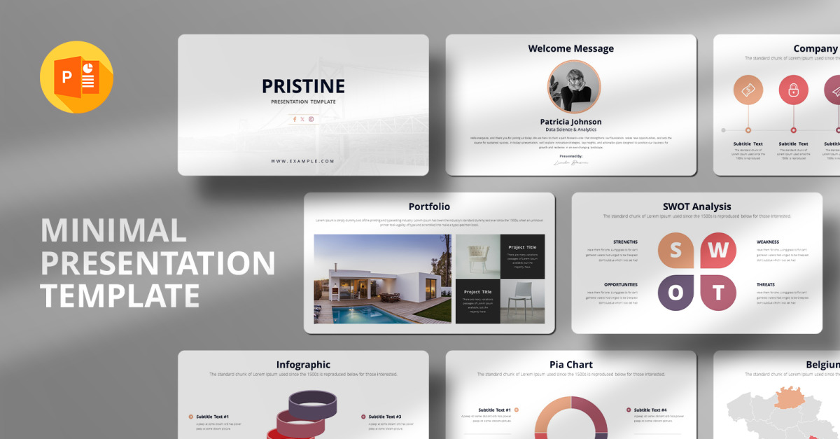 Pristine Minimal PowerPoint Template - TemplateMonster