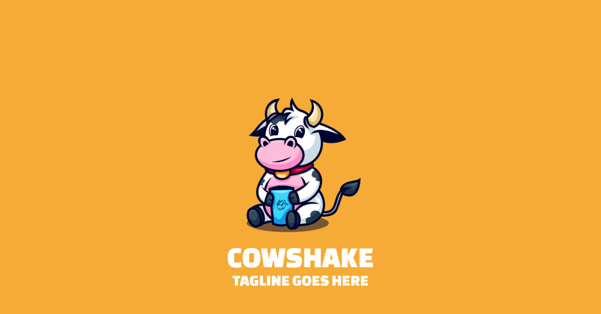 Logotipo simples do mascote do Cowshake - TemplateMonster