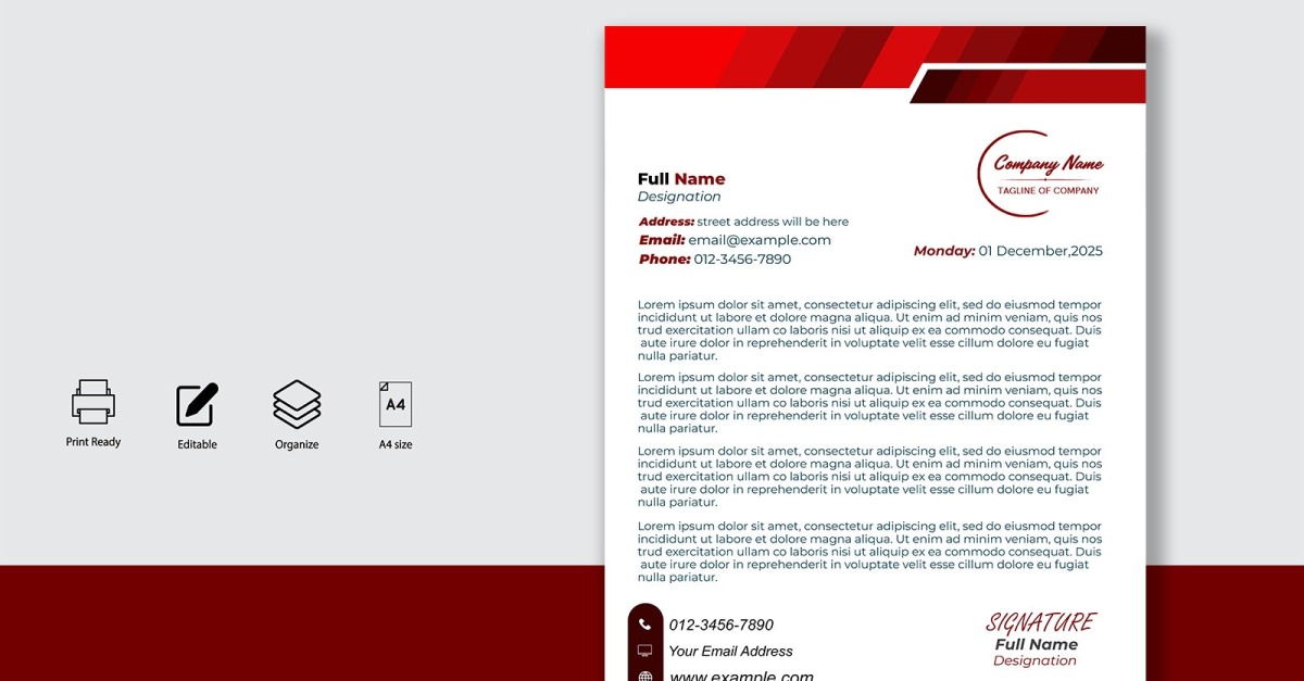 Letterhead Design Template for Official Letters - Product - 094