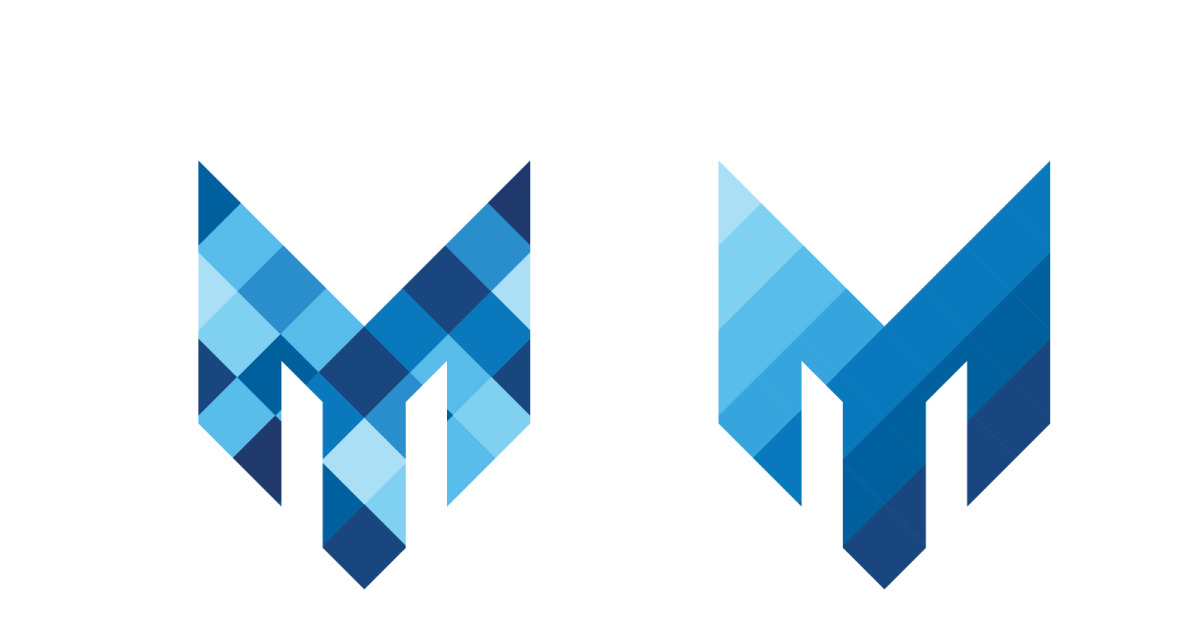 Modern M Harfi Logo Şablonu vektör çizim tasarımı v.1